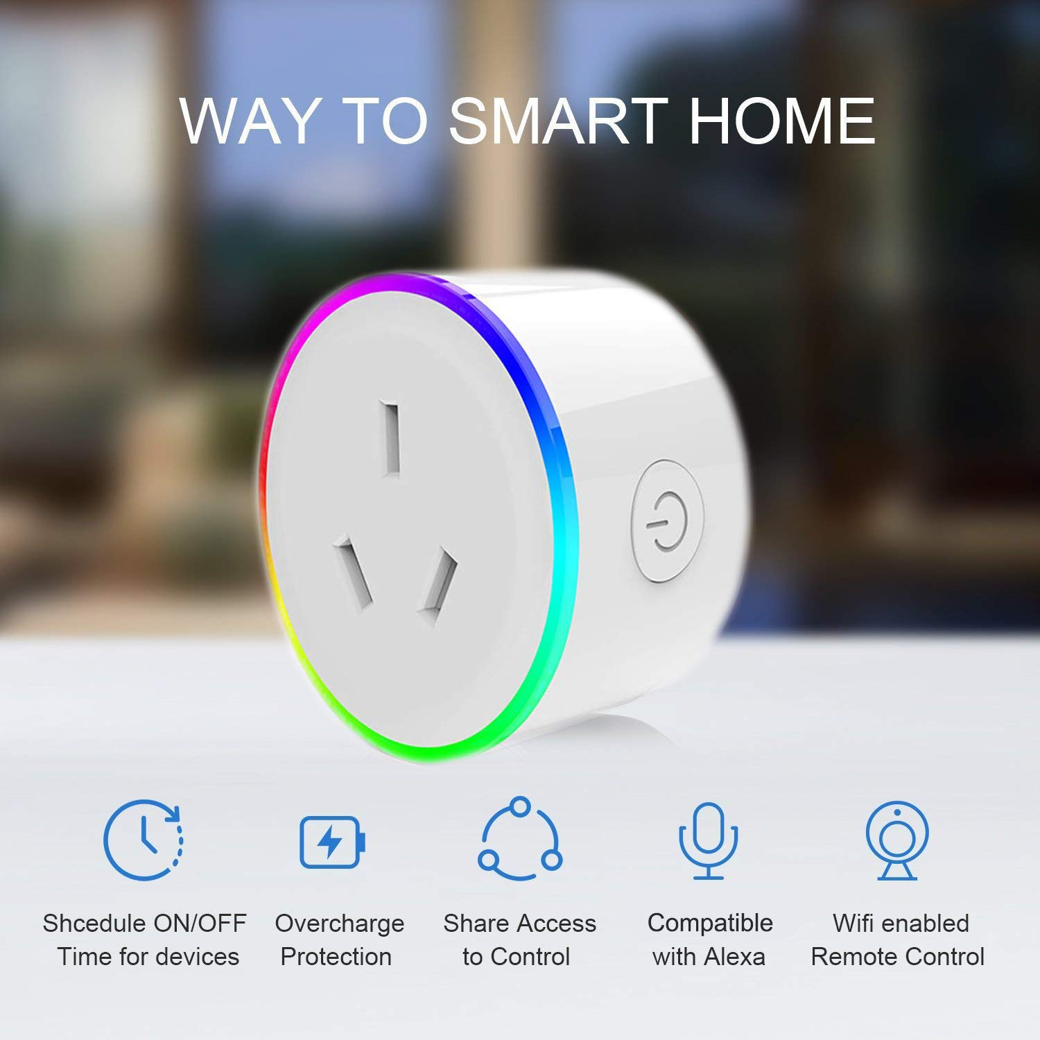 Tuya Wifi Smart Outlet Monitor 16A RGB Smart Plug Power Outlet Remote ...