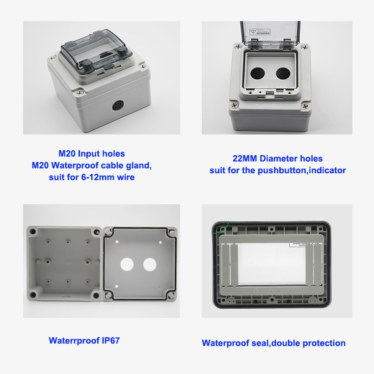 IP65 22mm 1hole,2holes,3holes,4holes,5holes,6holes 86type Plastic Waterproof Push Button Box ...
